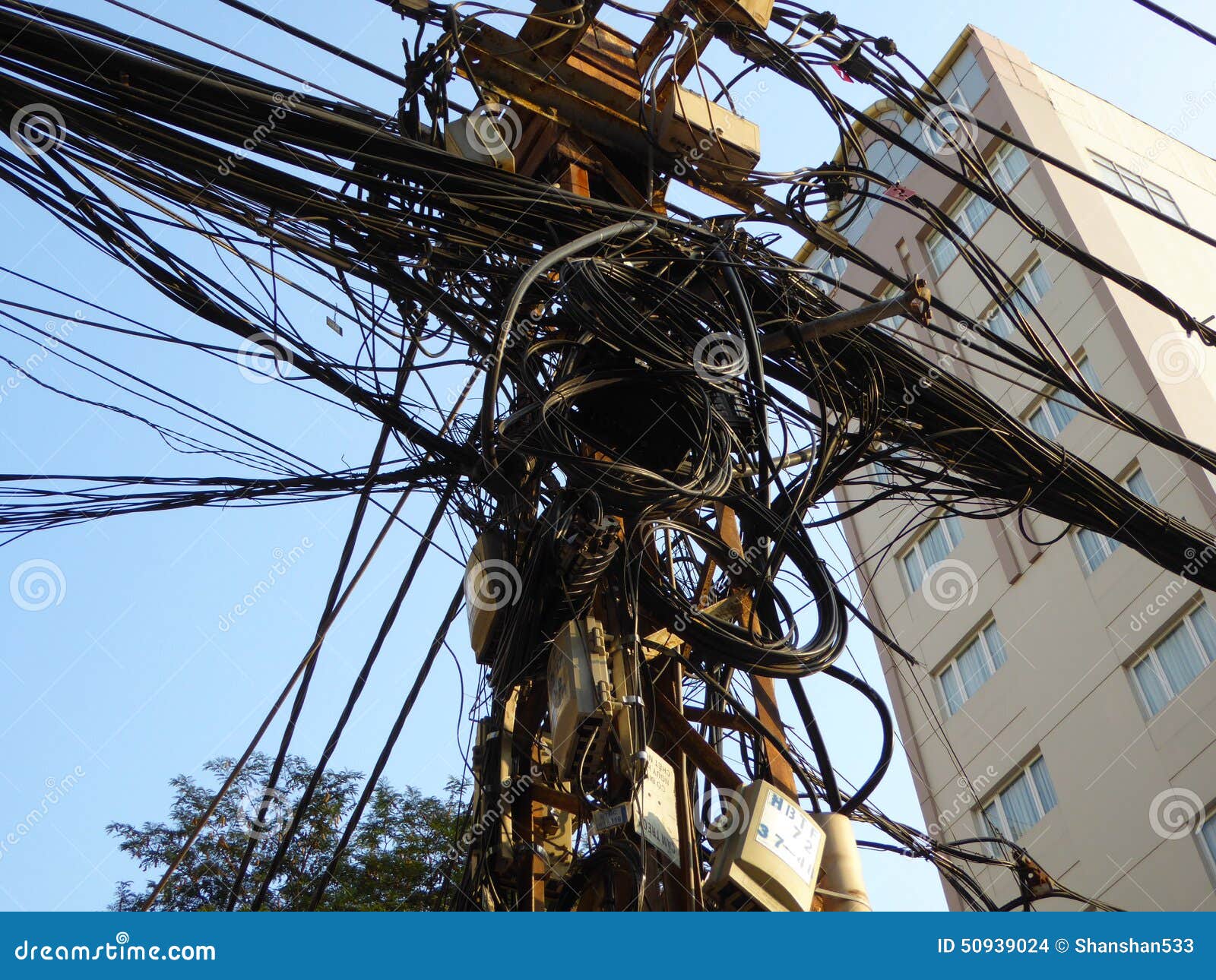 Utility pole editorial stock image. Image of cables, fiber - 50939024