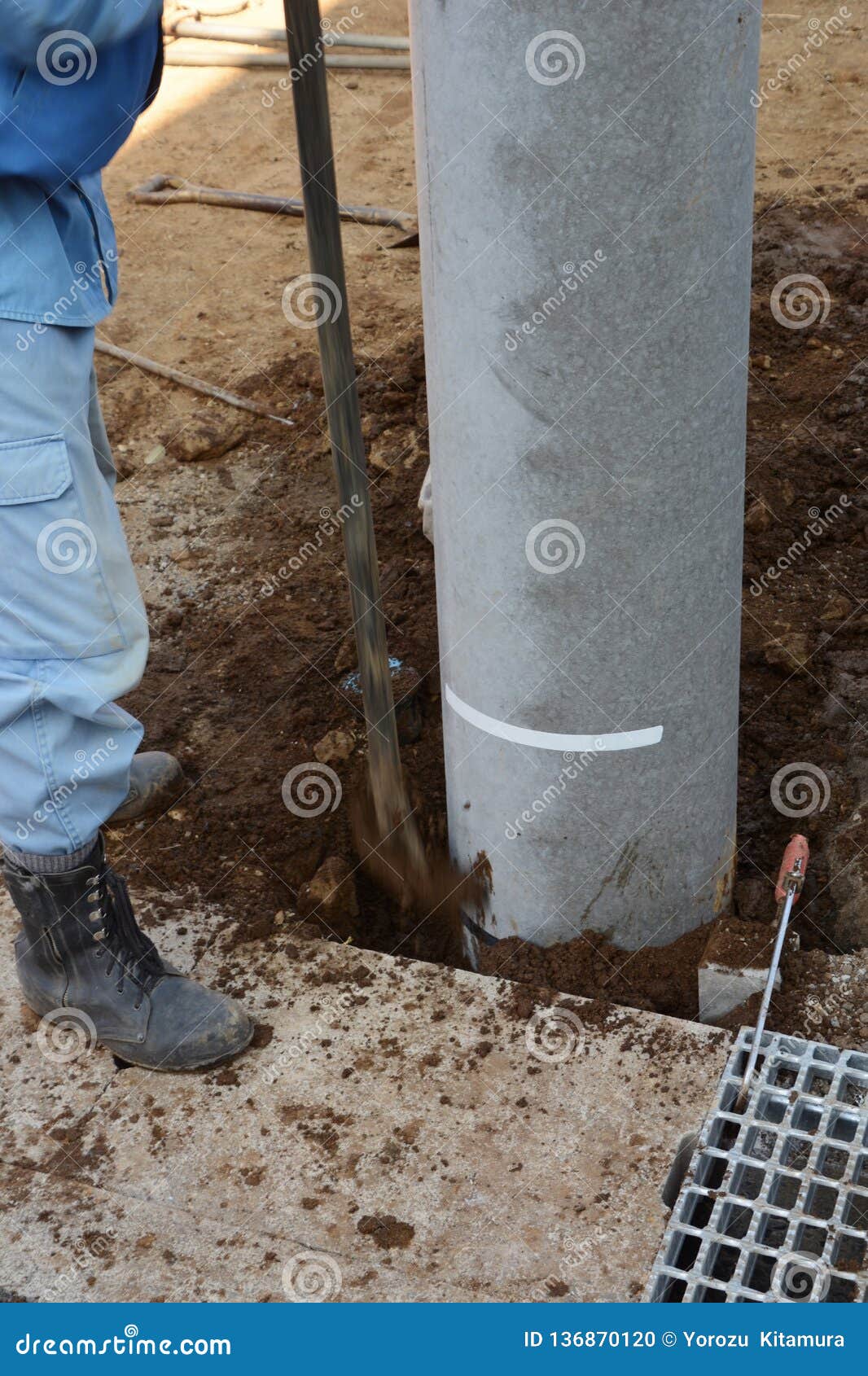 Utility Poles Installation Work Stock Photo - Image of equipment ...