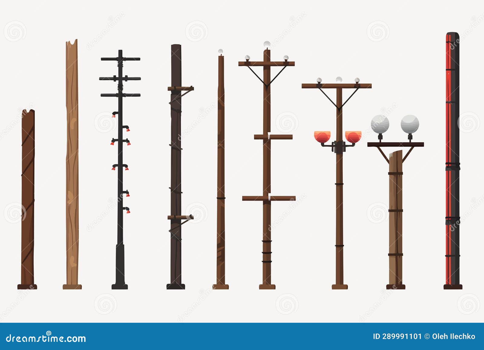 Utility Poles Set Vector Flat Minimalistic Isolated Illustration Stock ...