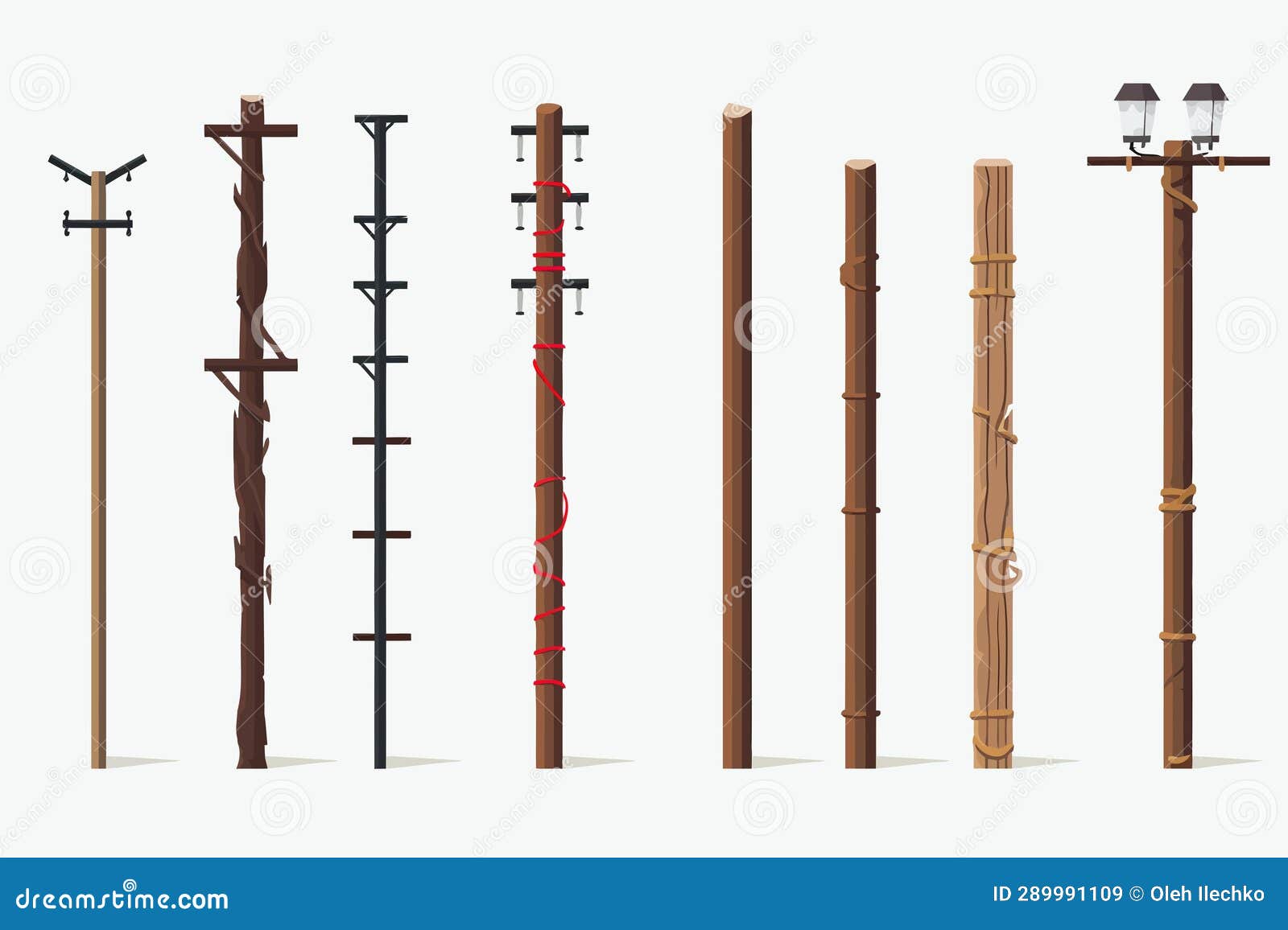 Utility Poles Set Vector Flat Minimalistic Isolated Illustration Stock ...