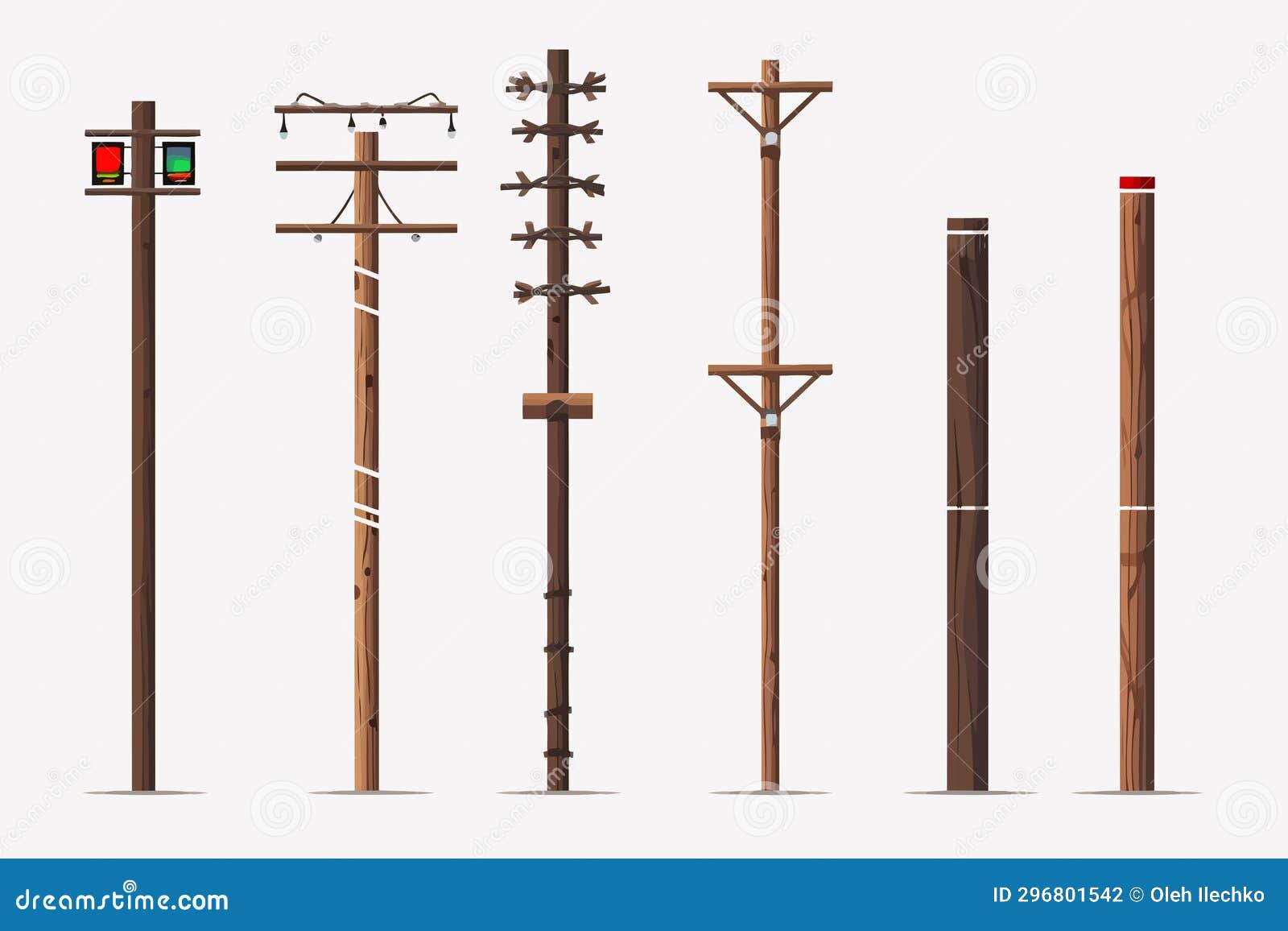 Utility Poles Set Vector Flat Minimalistic Isolated Illustration Stock ...
