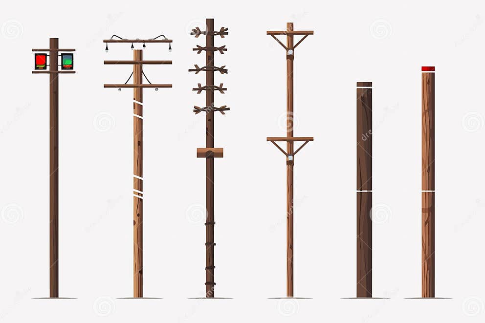Utility Poles Set Vector Flat Minimalistic Isolated Illustration Stock ...