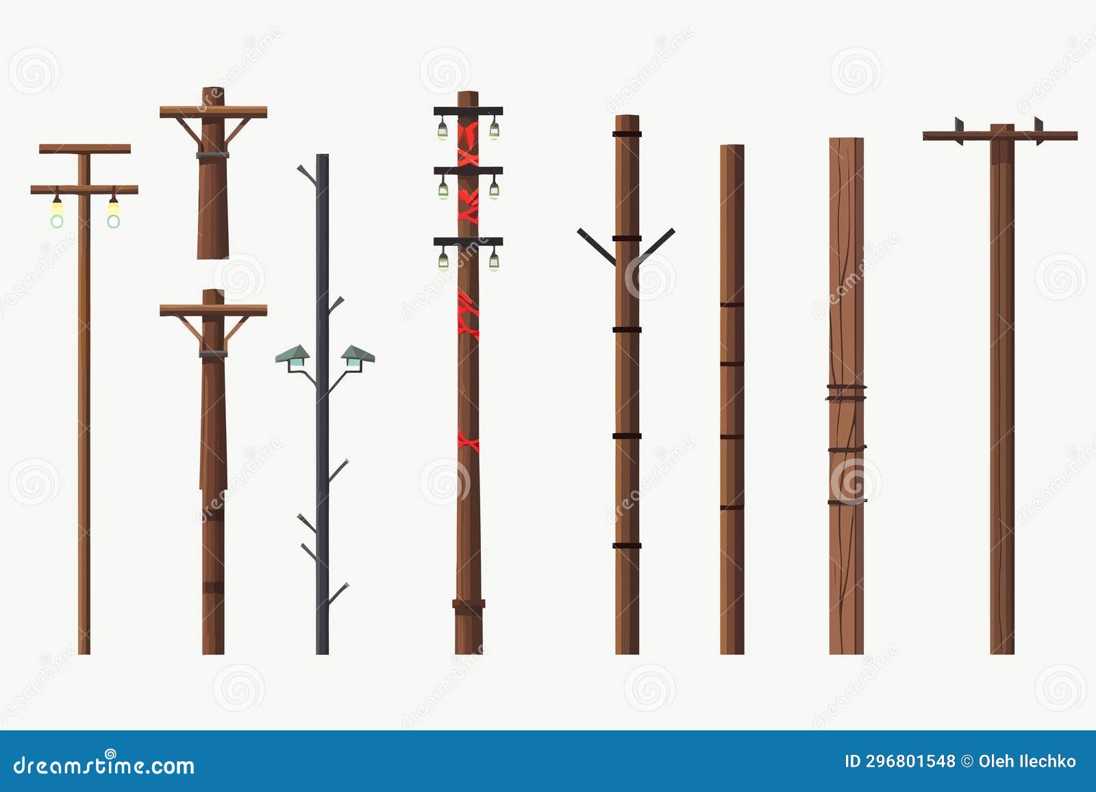 Utility Poles Set Vector Flat Minimalistic Isolated Illustration Stock ...