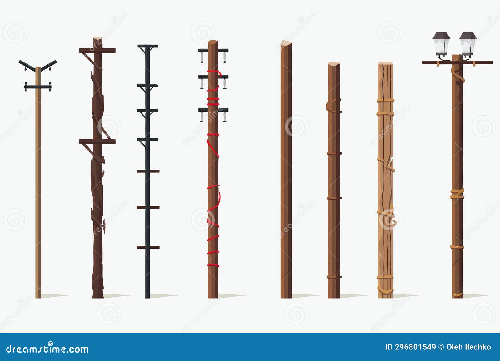 Utility Poles Set Vector Flat Minimalistic Isolated Illustration Stock ...
