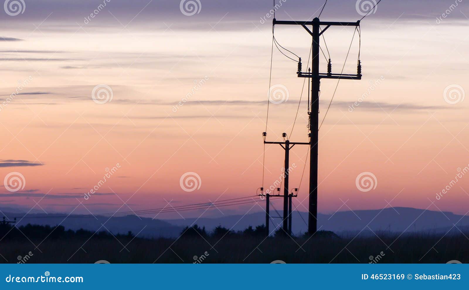 Utility poles stock image. Image of overhead, evening - 46523169