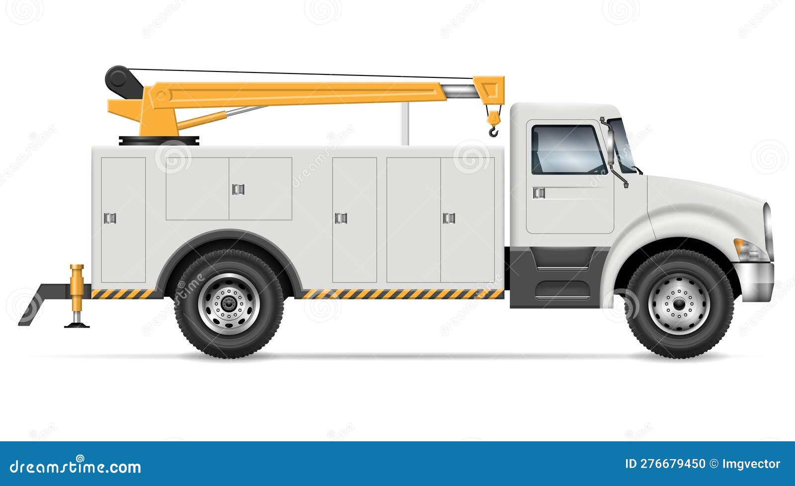 Utility Service Pickup Truck Side View Realistic Vector Illustration ...
