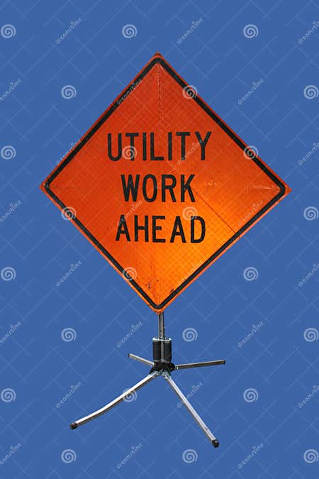 Utility work ahead sign stock photo. Image of work, construction - 2128920