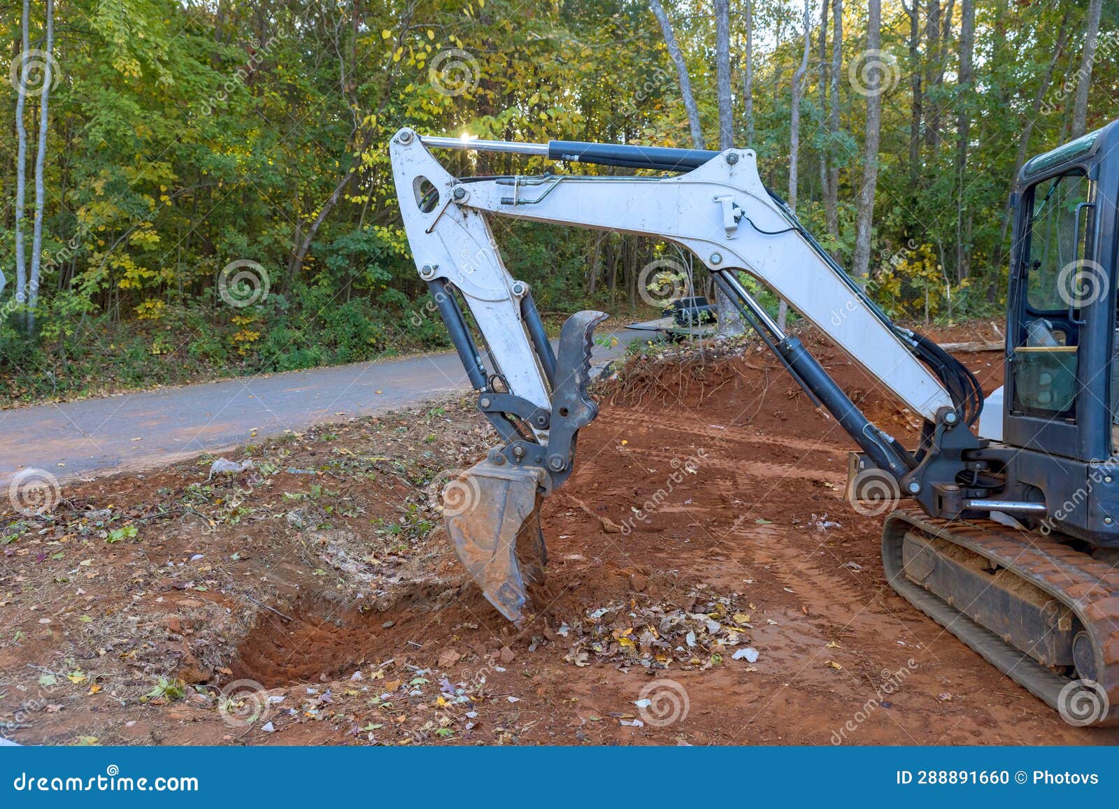 Utilizing Tractor for Ditch Excavation in Drainage Concrete Sewage Pipe ...
