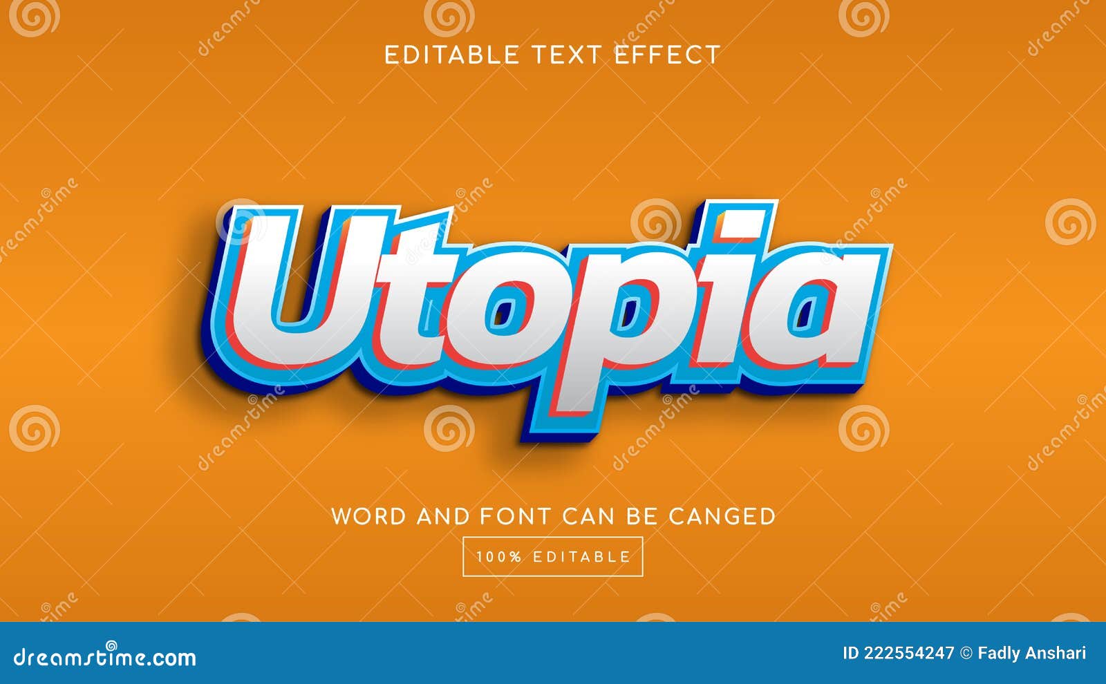 Utopia 3D Editable Text Effect Template Stock Vector - Illustration of ...