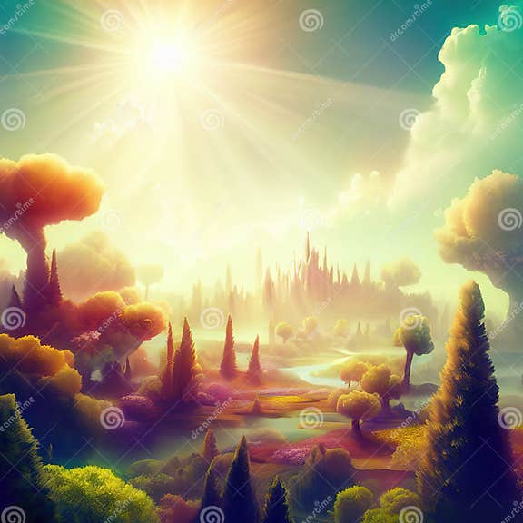 Utopia in Dreamland with Generative AI Stock Illustration ...