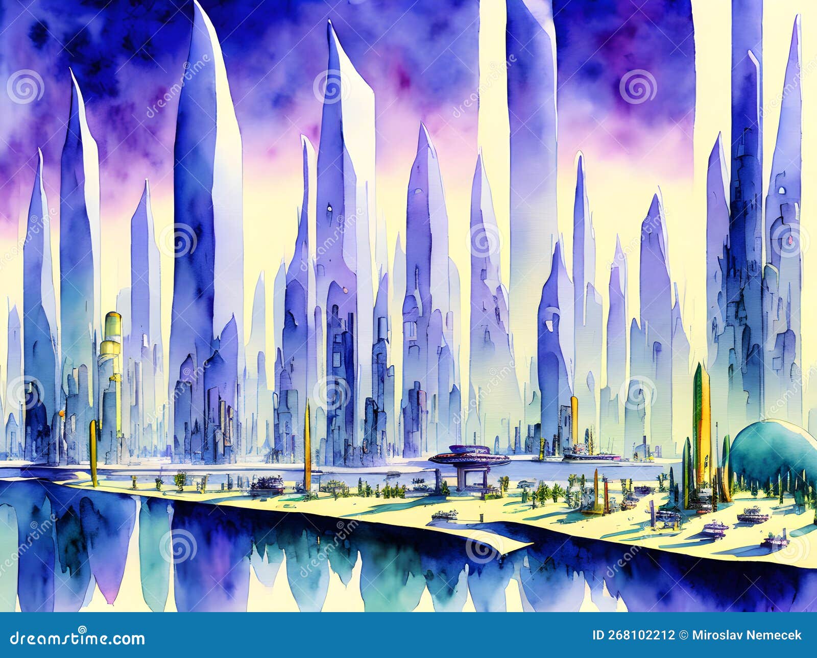 Utopian City, Generative AI Illustration Stock Illustration ...