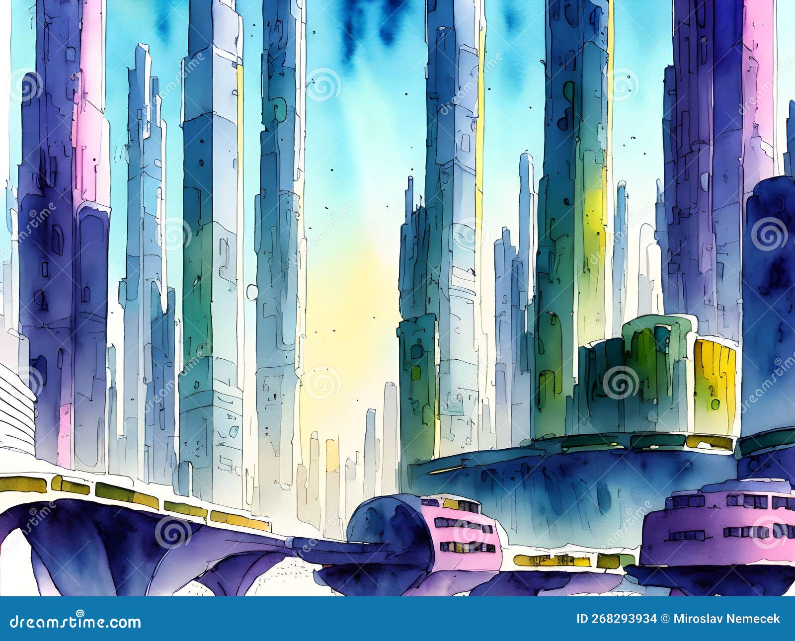 Utopian City, Generative AI Illustration Stock Illustration - Illustration of brush, render ...