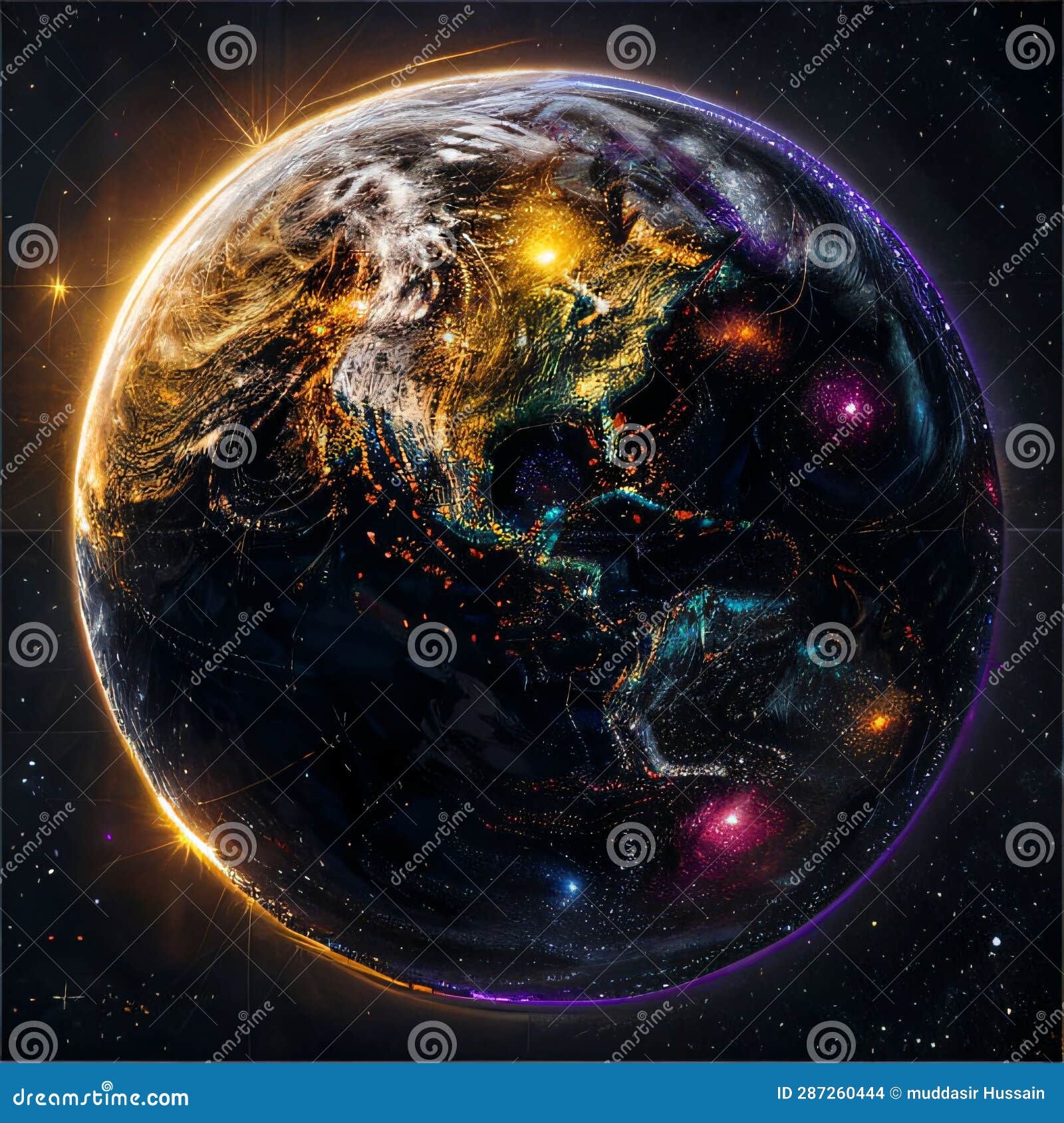 A utopian earth from space stock illustration. Illustration of nebula ...