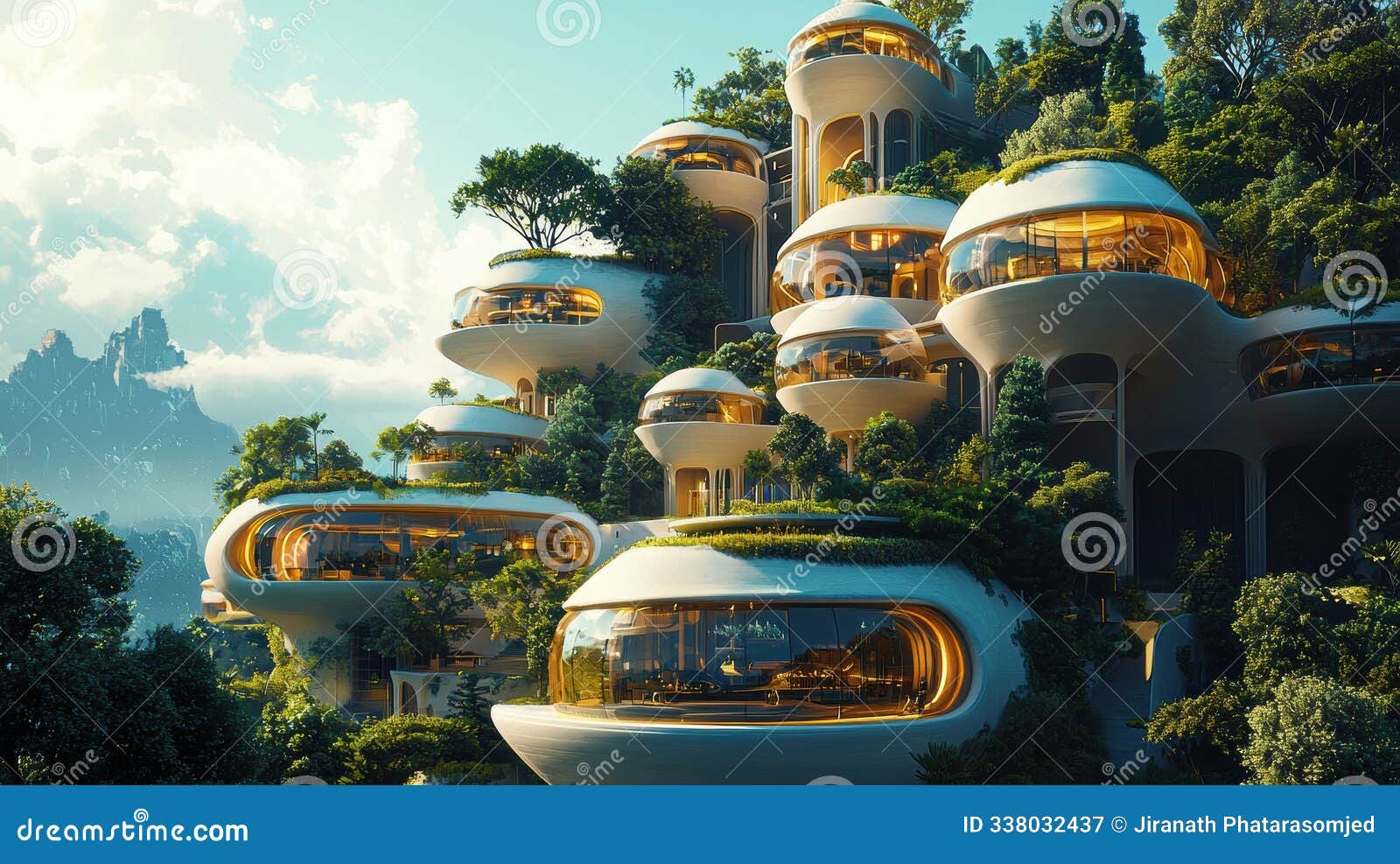 Utopian Hyper-Realistic Digital Illustration Stock Illustration ...