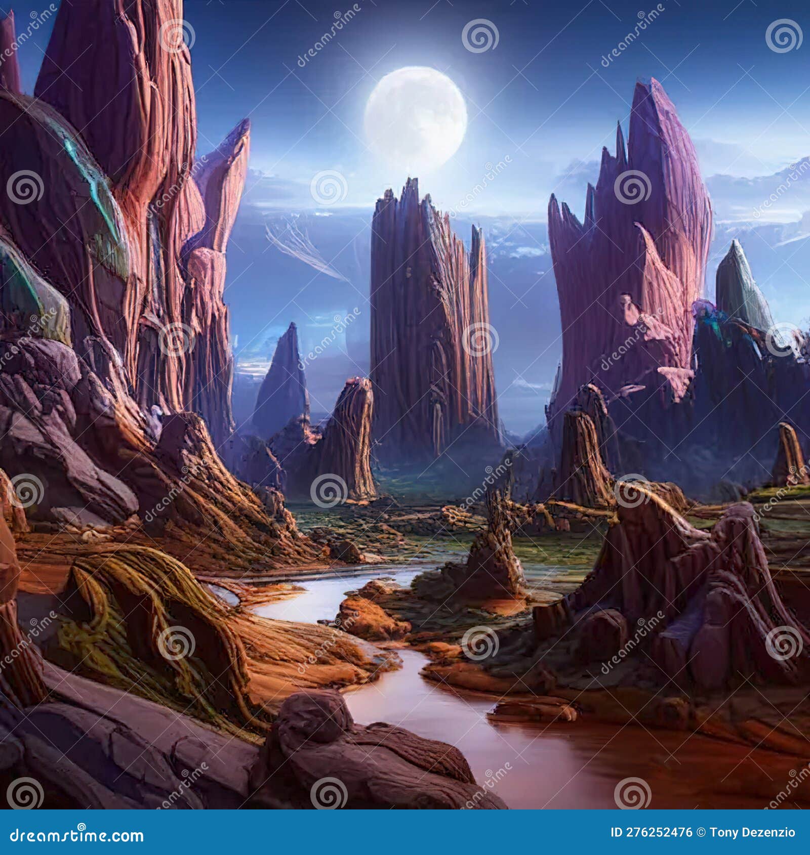 Utopian Landscape stock illustration. Illustration of star - 276252476