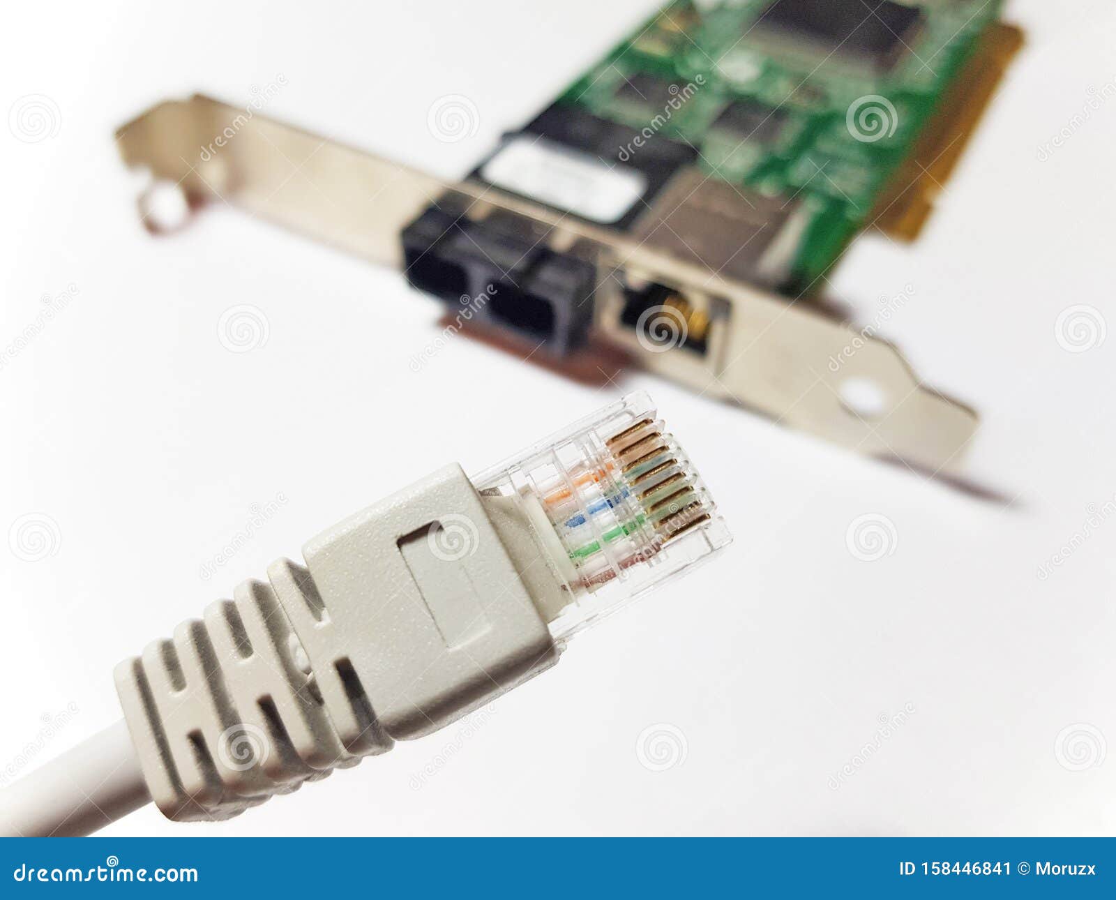 UTP Network Cable with LAN Card in Background Stock Image - Image of ...