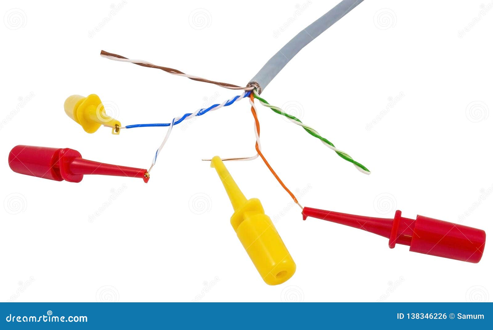 UTP Wire and Plugs on White Stock Photo - Image of pincer, connection ...
