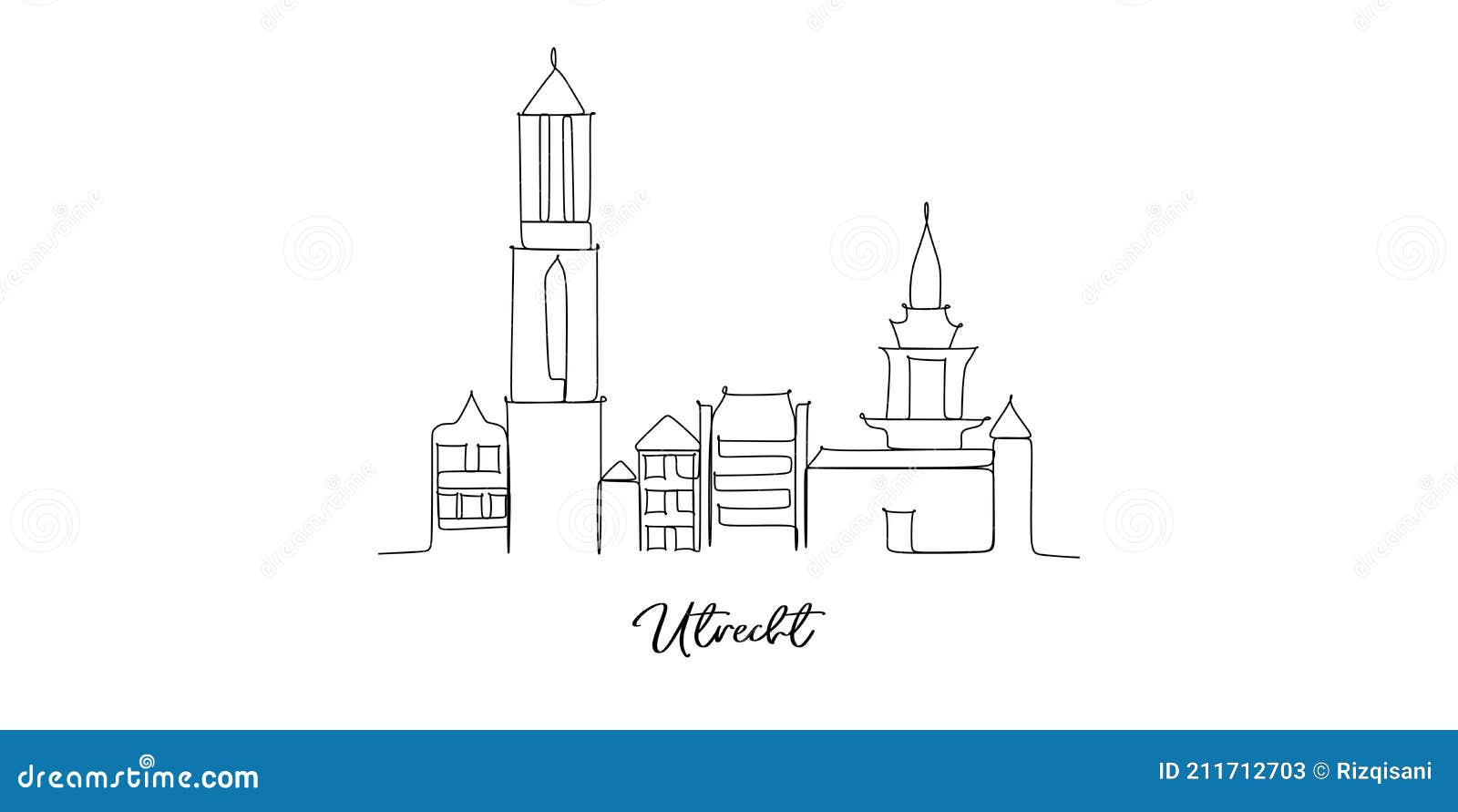 Utrecht City of the Netherlands Landmarks Skyline Stock Illustration ...