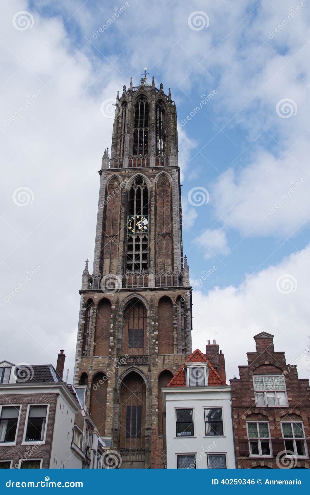 Utrecht Dom Tower stock photo. Image of clock, houses - 40259346