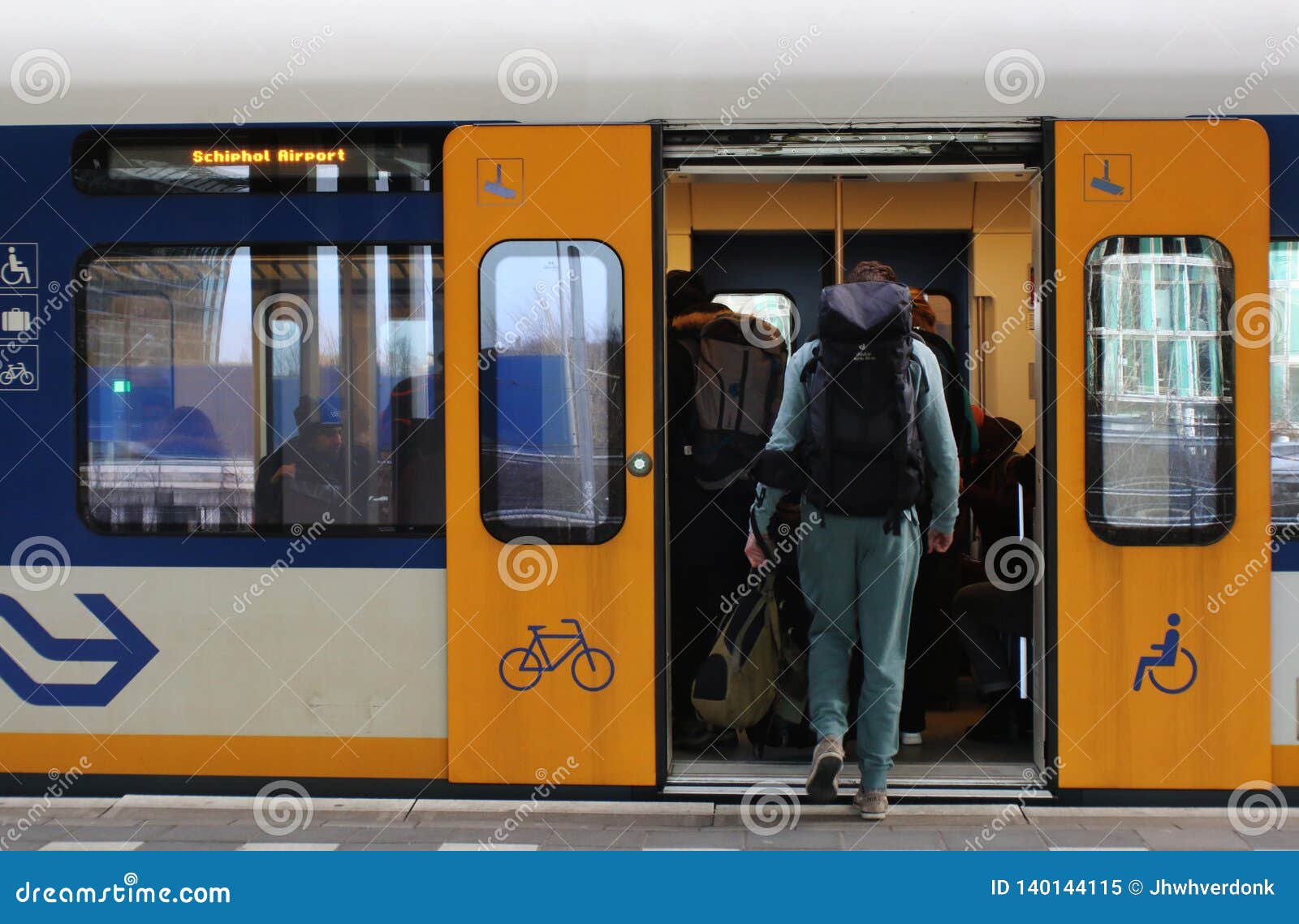 Utrecht, the Netherlands, February 15, 2019: a Traveller with Backback ...