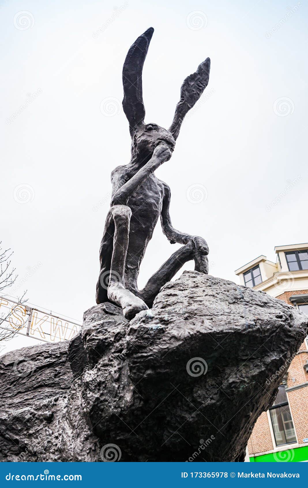 Utrecht, Netherlands - January 07, 2020. Statue of Thinking Rabbit ...