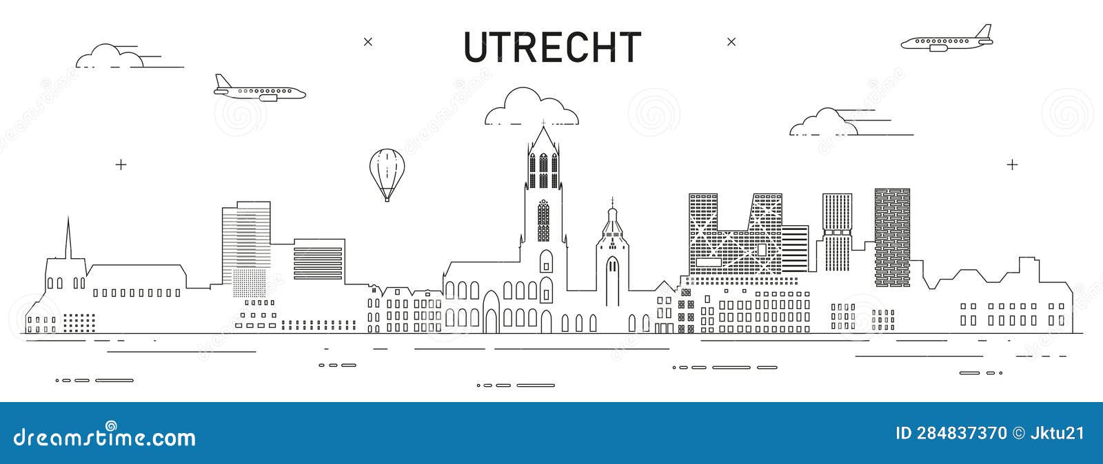 Utrecht Cityscape Line Art Vector Illustration Stock Vector ...