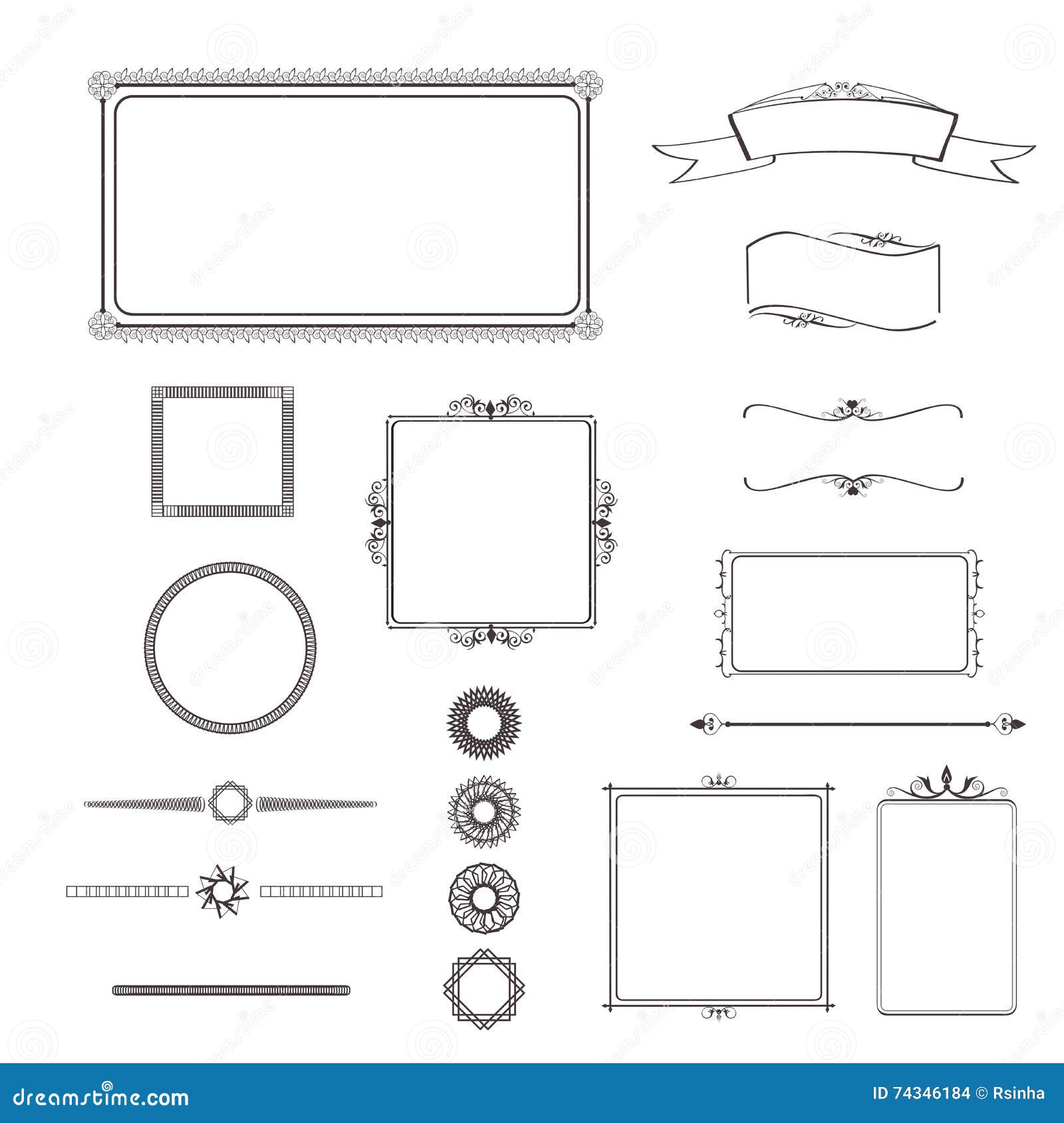Utsmyckade Ramar Och Designbeståndsdelar Vektor Illustrationer ...