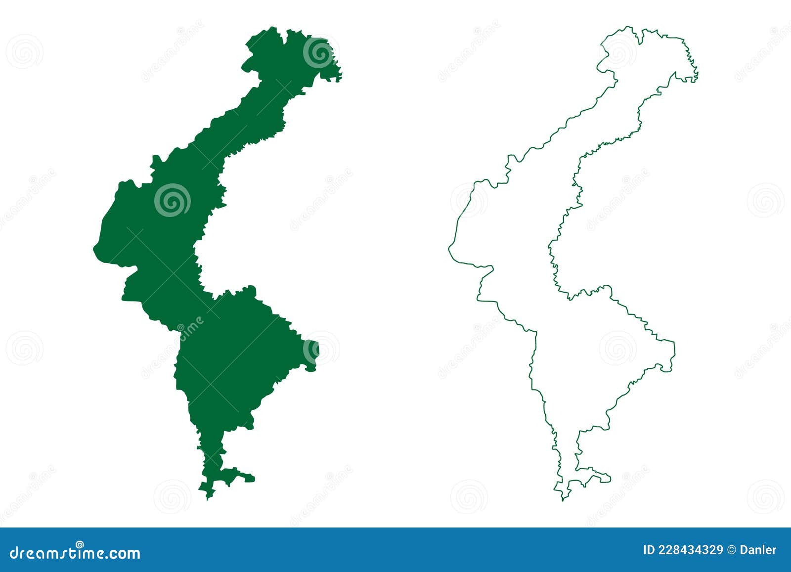 Uttar Dinajpur District West Bengal State, Republic of India Map Vector ...