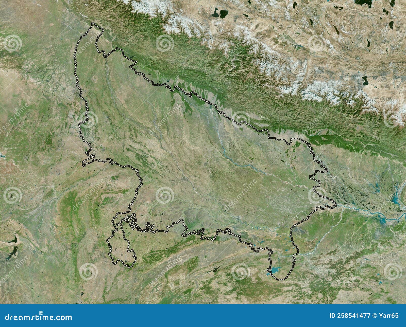 Uttar Pradesh, India. High-res Satellite. No Legend Stock Image - Image ...