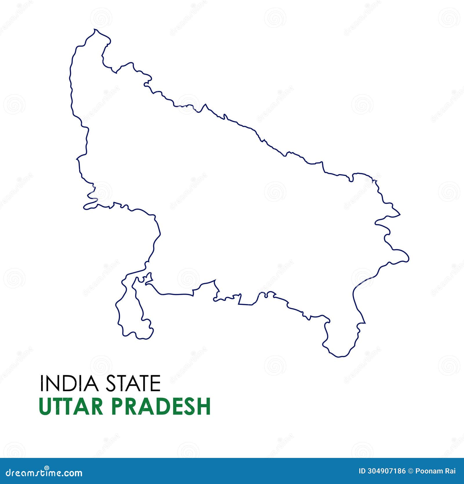 Uttar Pradesh Map of Indian State. Uttar Pradesh Map Vector ...