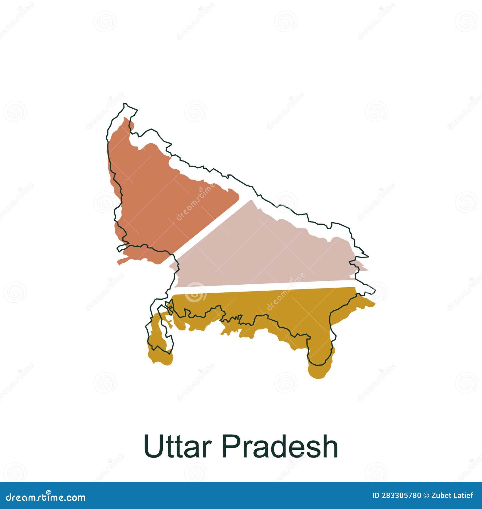 Modern Map - Uttar Pradesh IN India Federal State Illustration ...