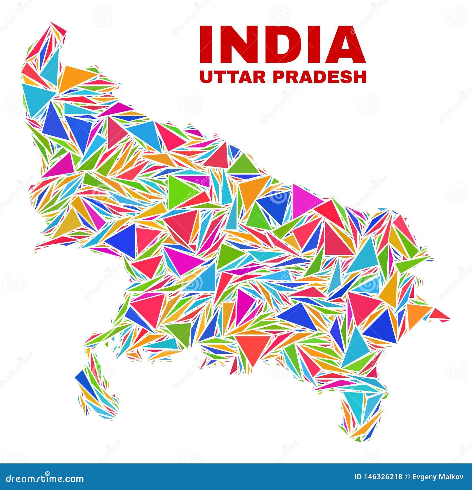Uttar Pradesh State Map - Mosaic of Color Triangles Stock Vector ...