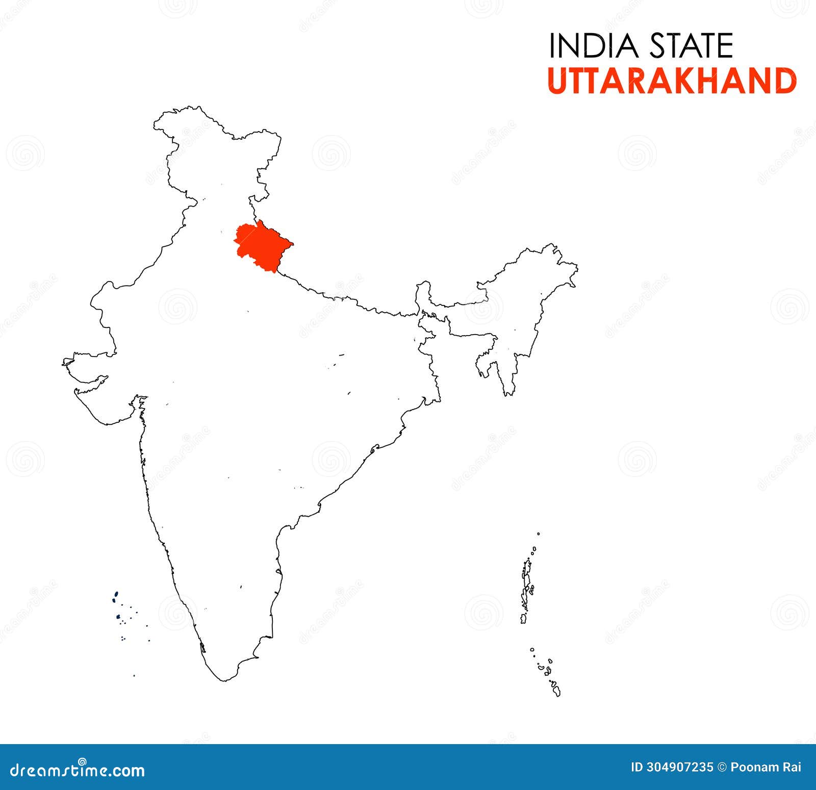 Uttarakhand Map of Indian State. Uttarakhand Map Vector Illustration ...