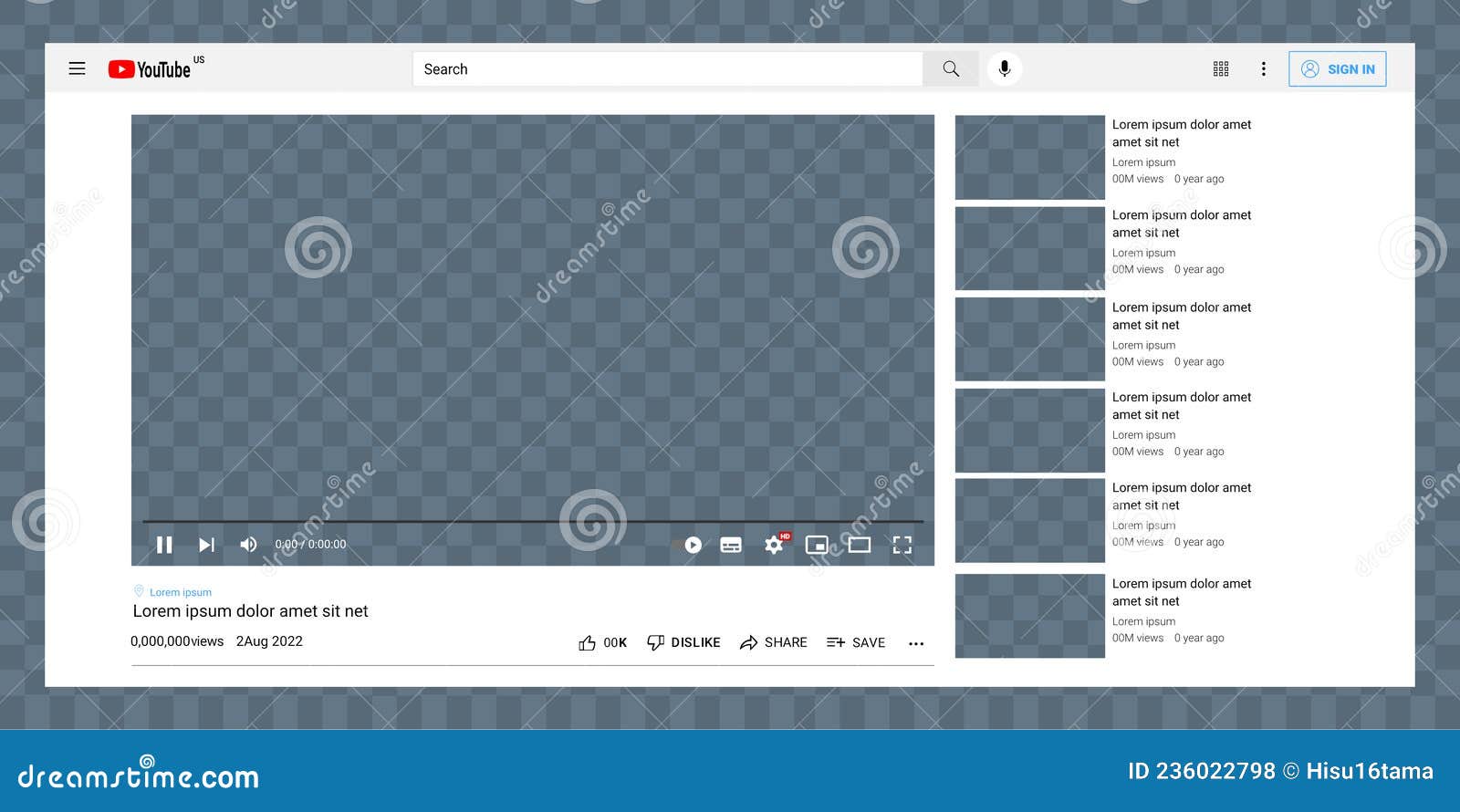 Youtube Screen Frame on the Background. UI Vector Illustration of ...