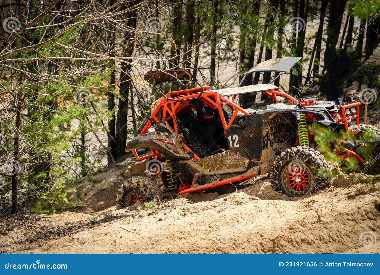 UTV, ATV Off Road Driving in Sandy Open Area. Buggy Extreme Riding ...