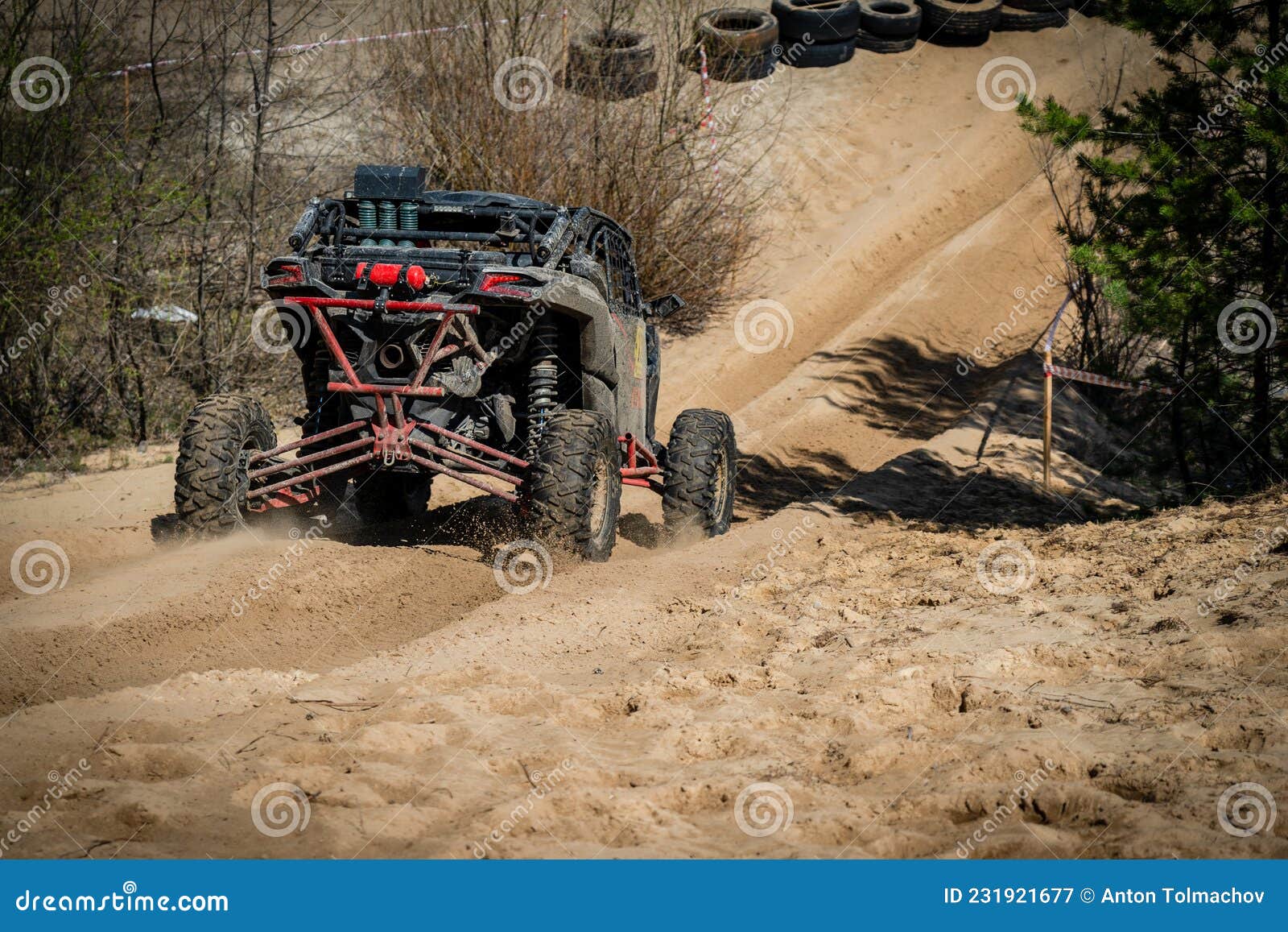 UTV, ATV Off Road Driving in Sandy Open Area. Buggy Extreme Riding ...