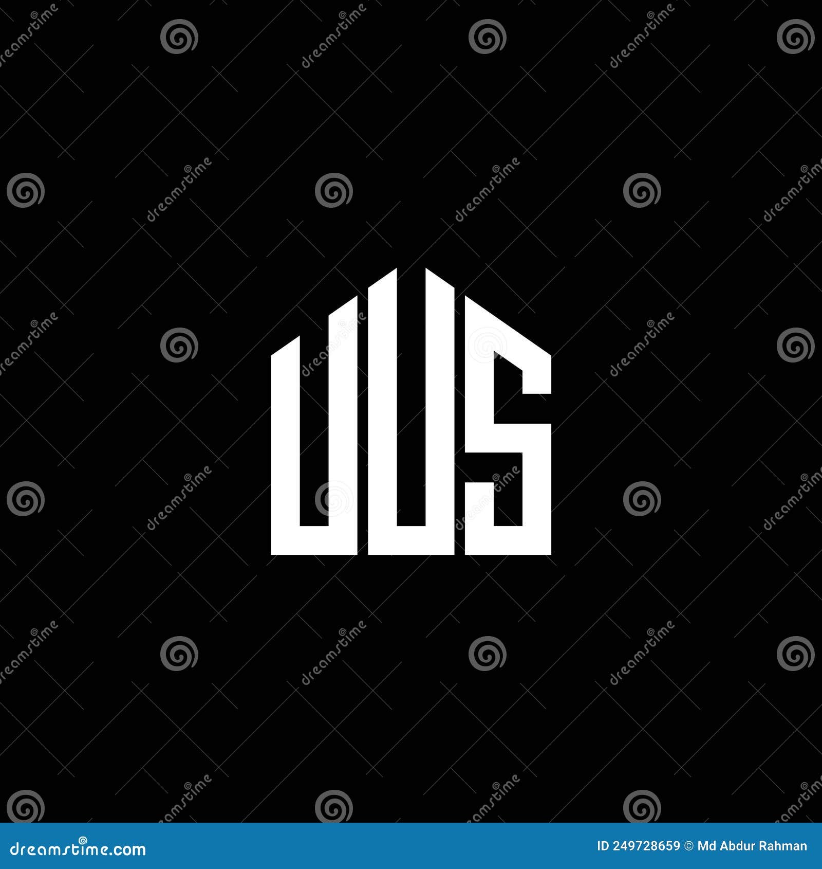 UUS Letter Logo Design on BLACK Background. UUS Creative Initials ...