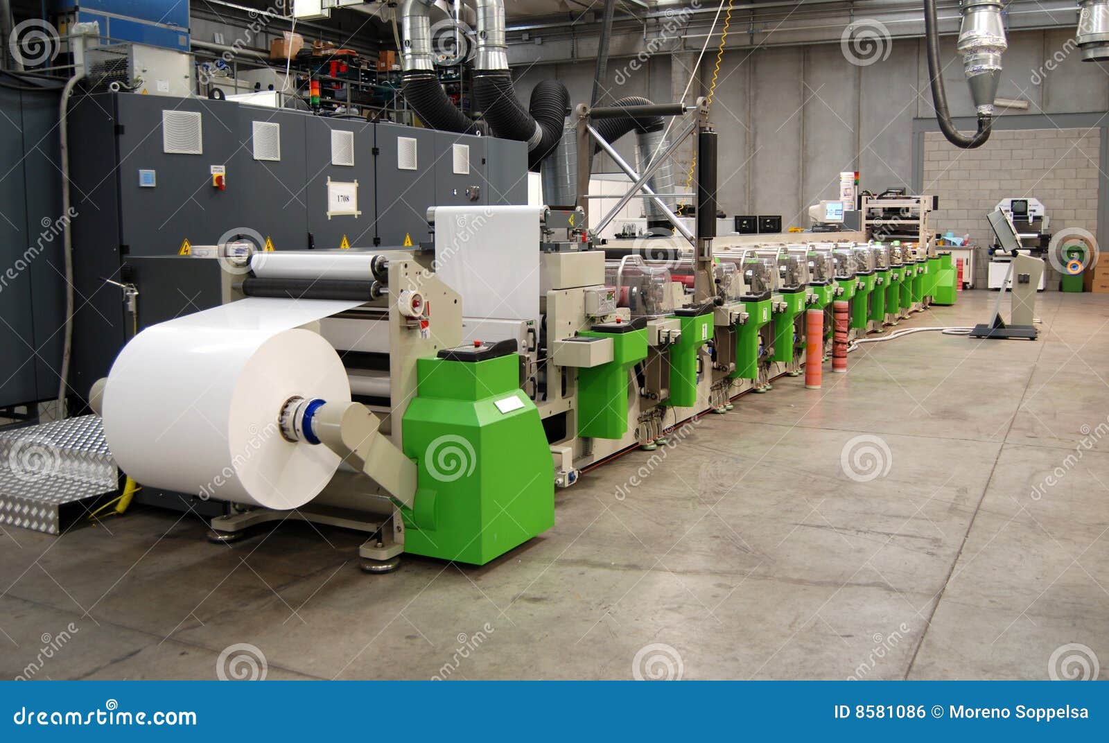 UV flexo press printing stock photo. Image of equipment - 8581086