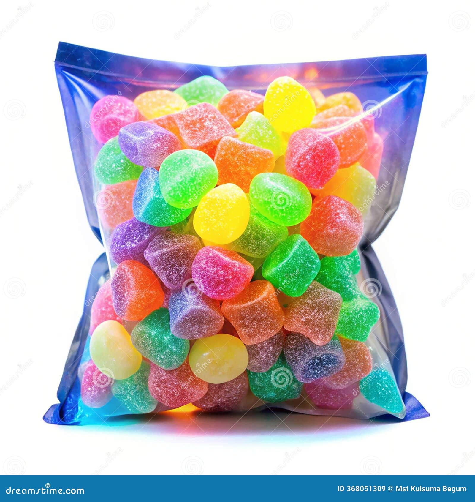 UV Reactive Gummy Candy Bag With Glowing Patterns Stock Photo ...