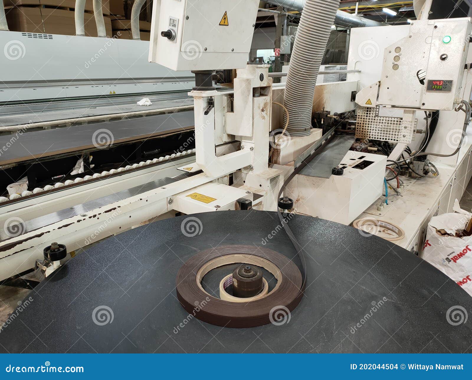 Uv wood coating machine stock photo. Image of banding - 202044504