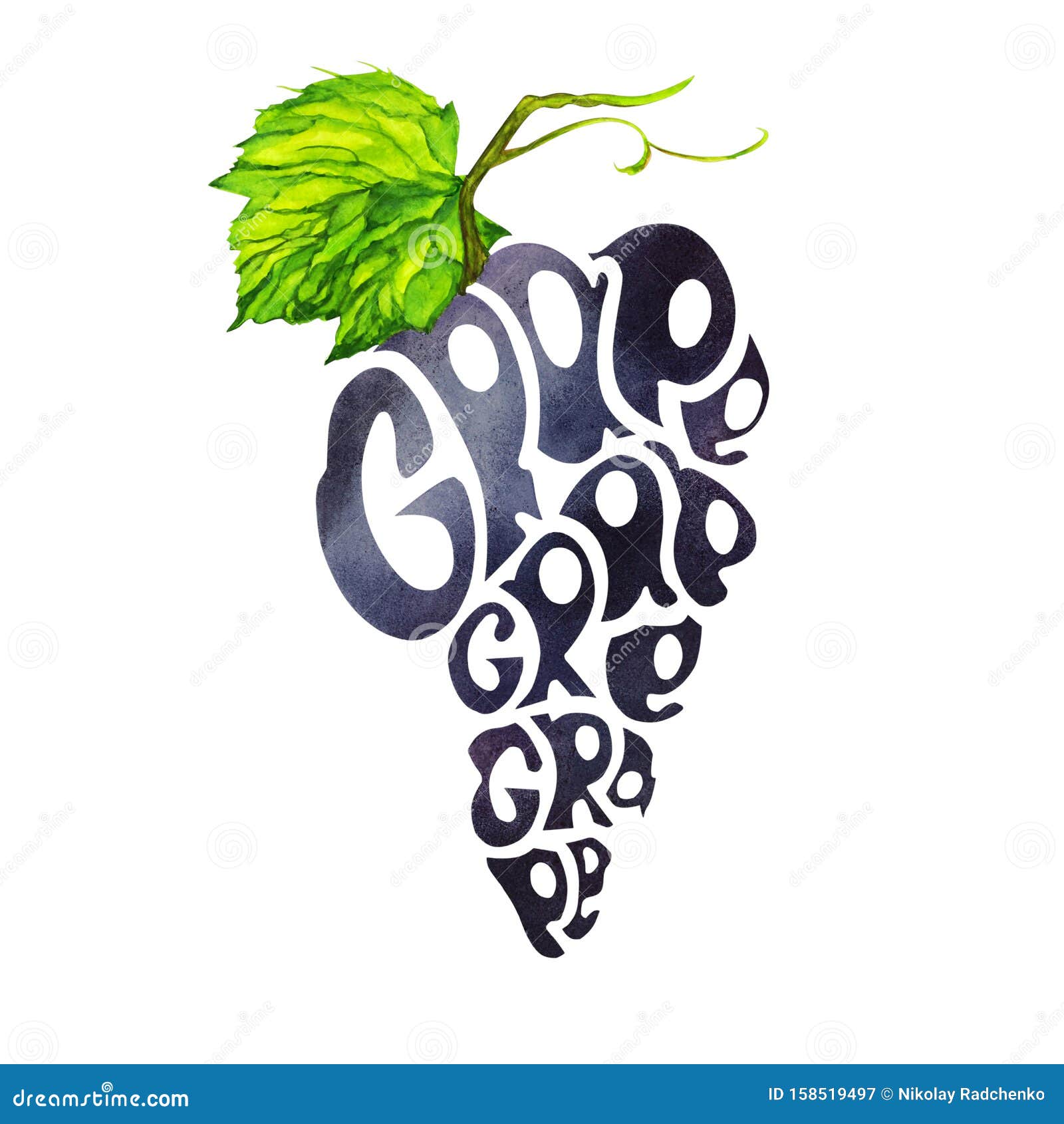 Uva Hecha De Letras De Su Nombre Stock de ilustración - Ilustración de ...