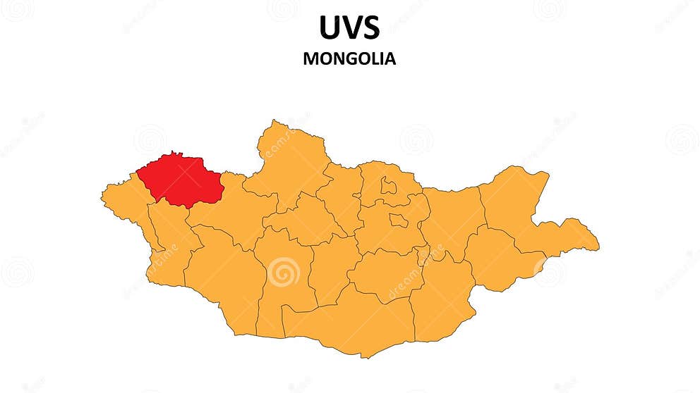 UVS Map in Mongolia. Vector Map of Mongolia. Regions Map of Mongolia ...