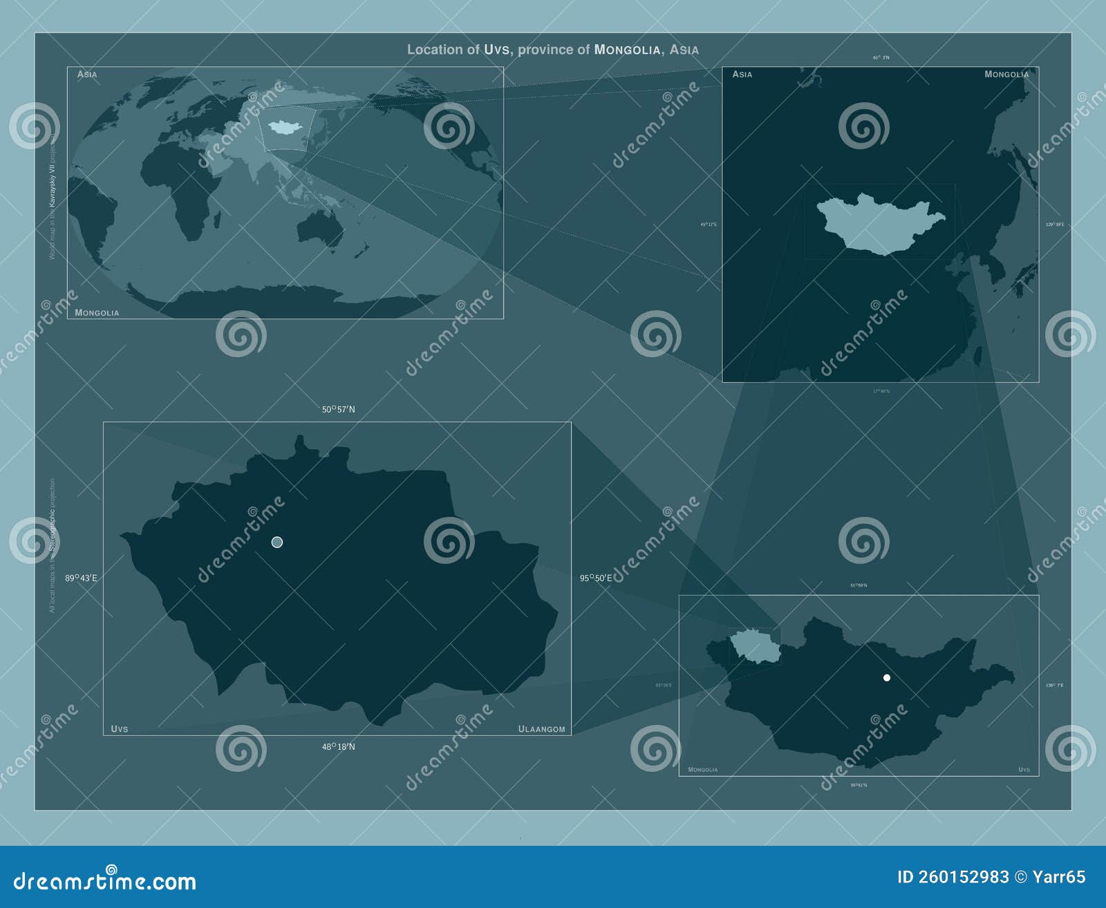 Uvs, Mongolia. Described Location Diagram Stock Illustration - Illustration of shape, province ...