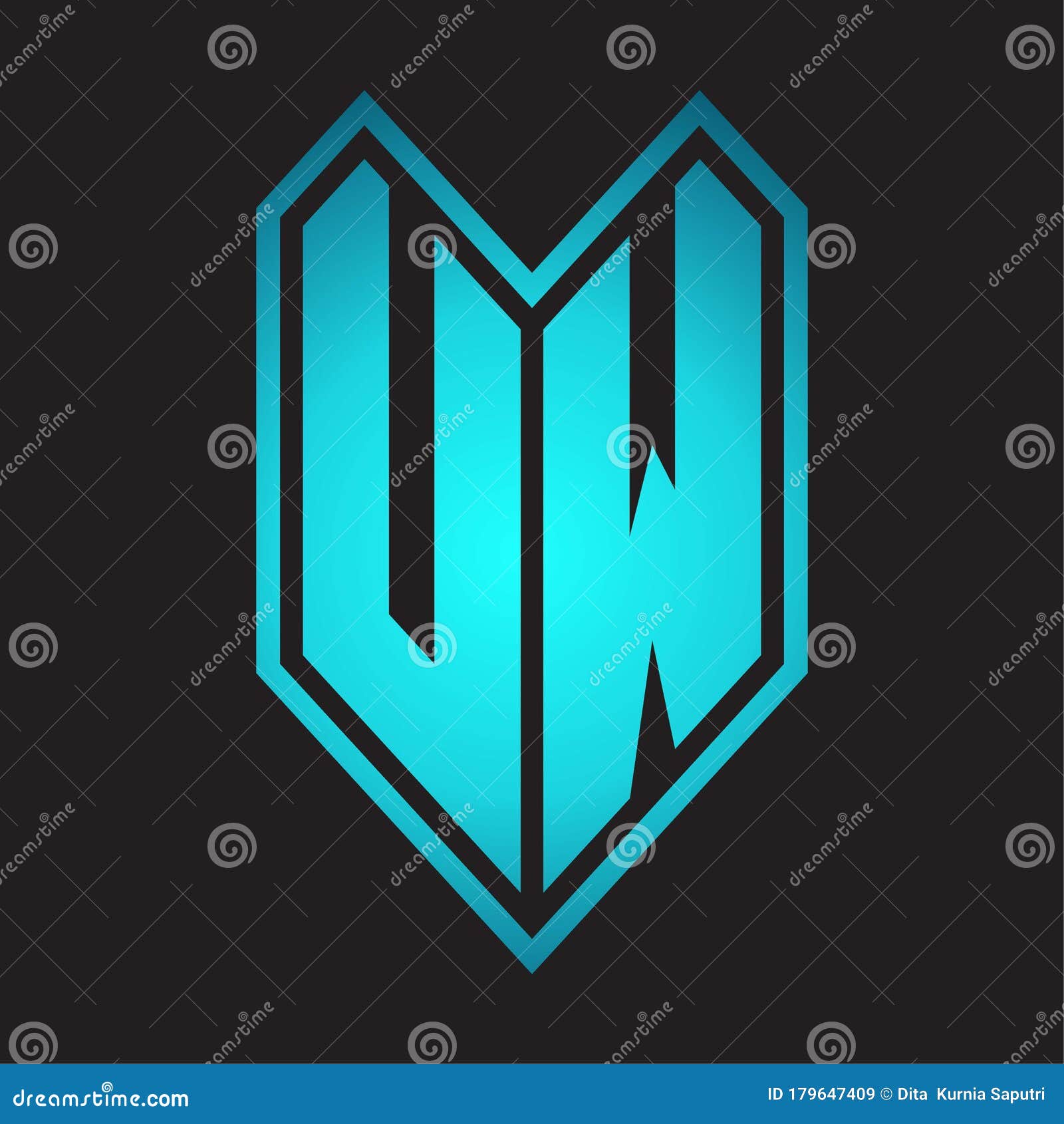 UW Logo Monogram with Emblem Line Style Isolated on Blue Gradient ...