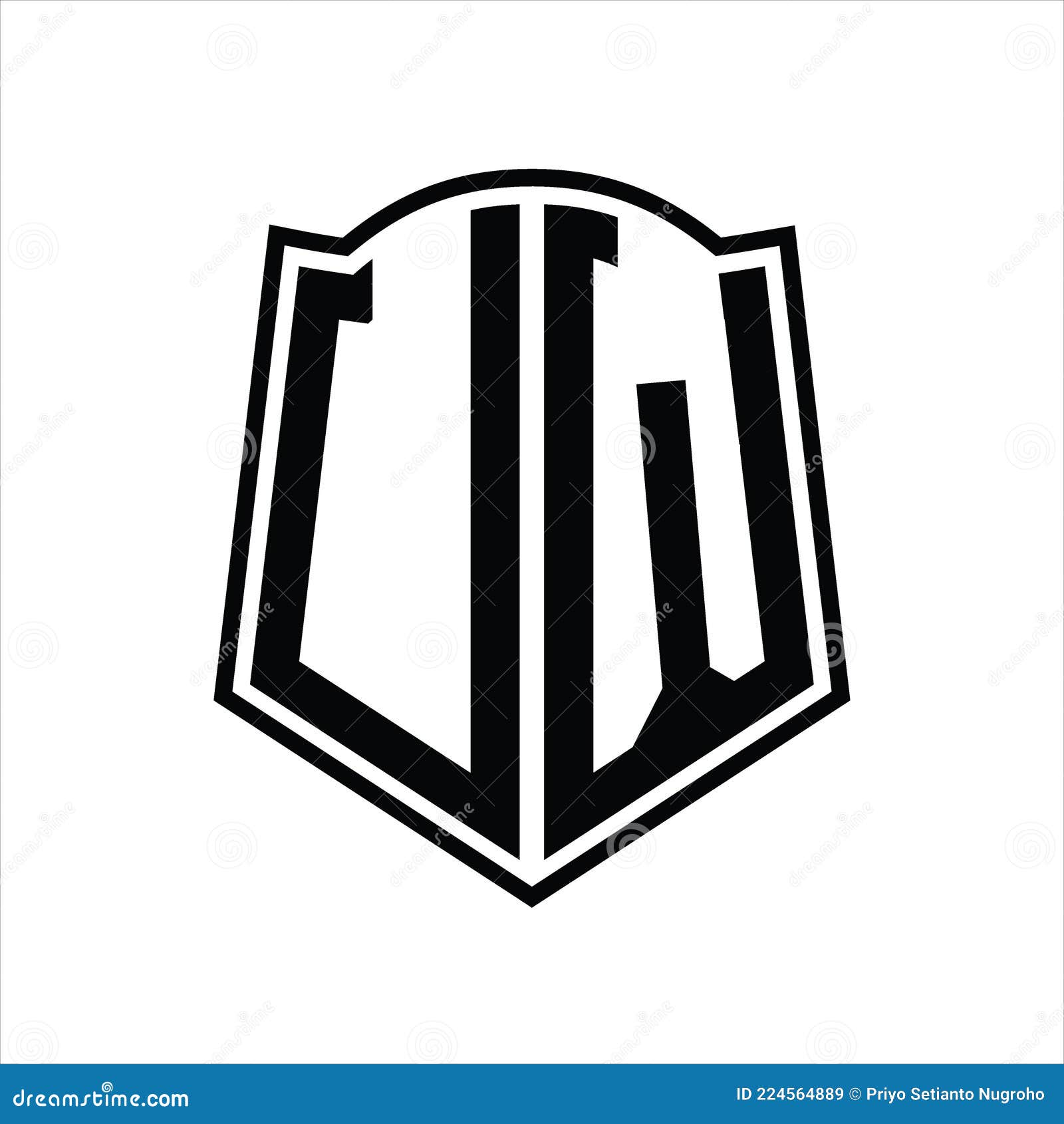 UW Logo Monogram with Shield Shape Outline Design Template Stock Vector ...