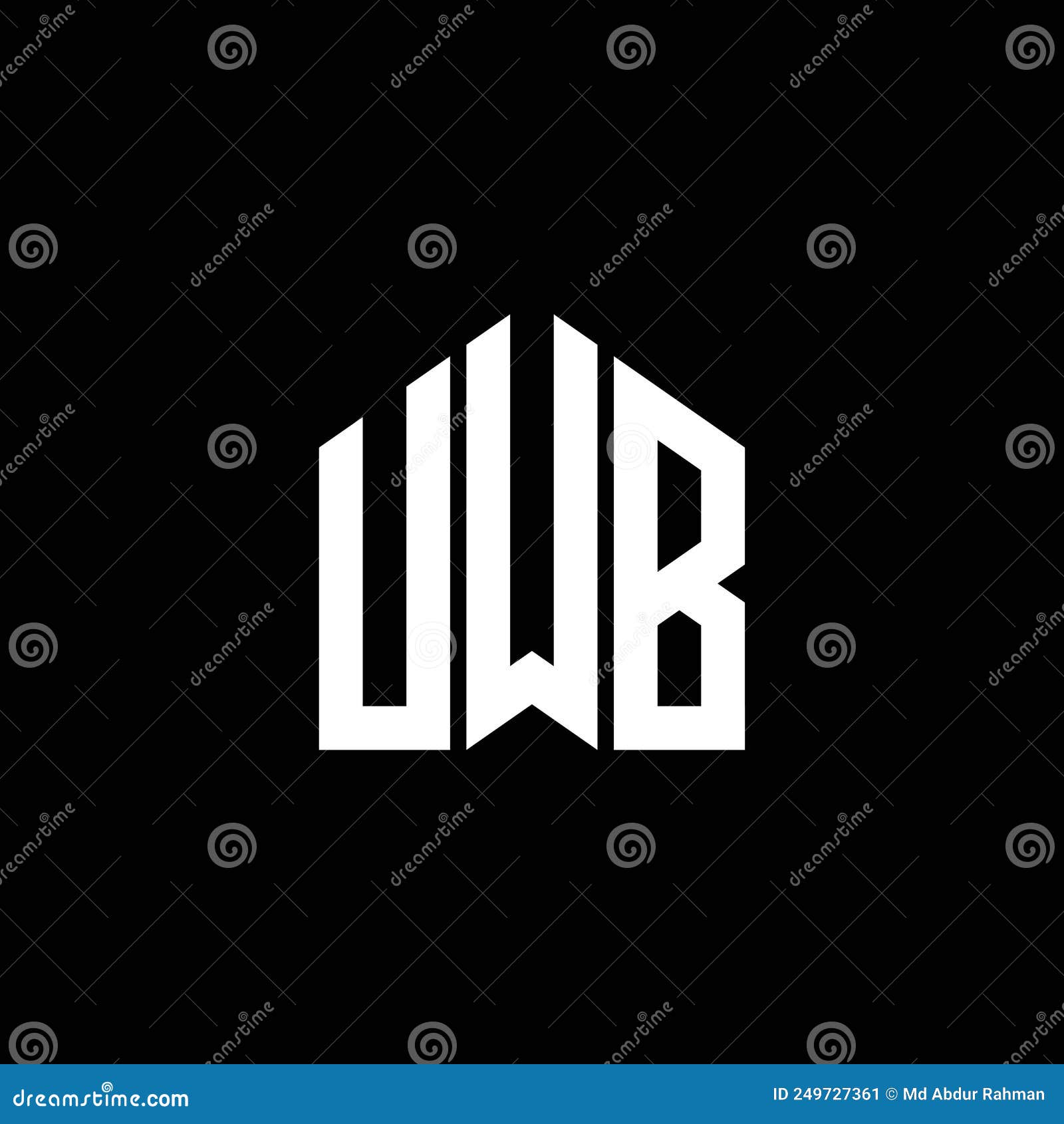 UWB Letter Logo Design on BLACK Background. UWB Creative Initials ...