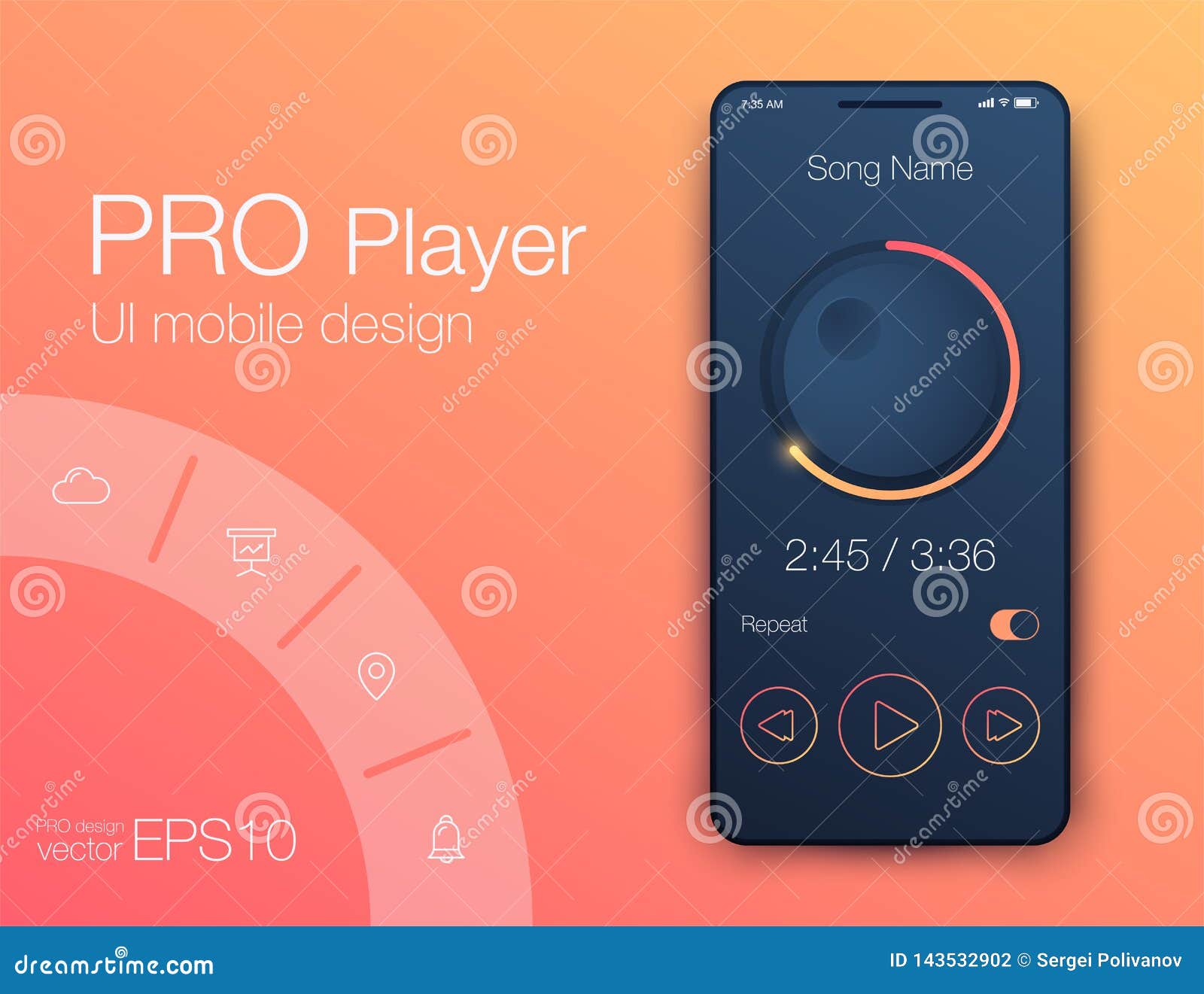 UX Audio Player Templates. Stock Vector Eps10 Stock Vector ...