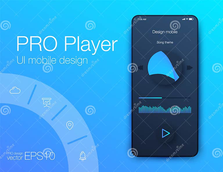 UX audio player templates stock vector. Illustration of pause - 120592049