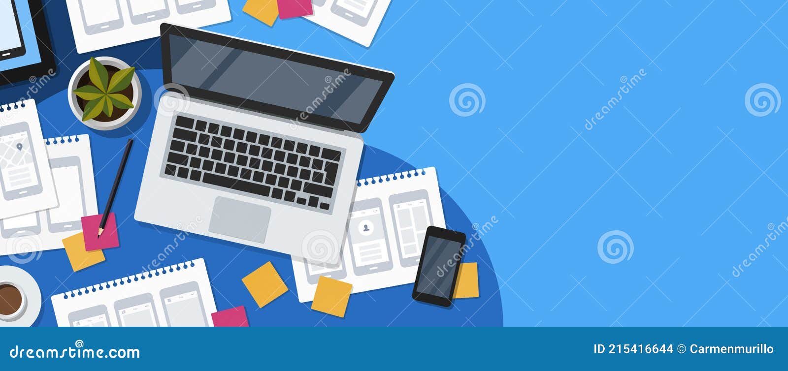 UX Design Concept Web Banner Stock Illustration - Illustration of ...