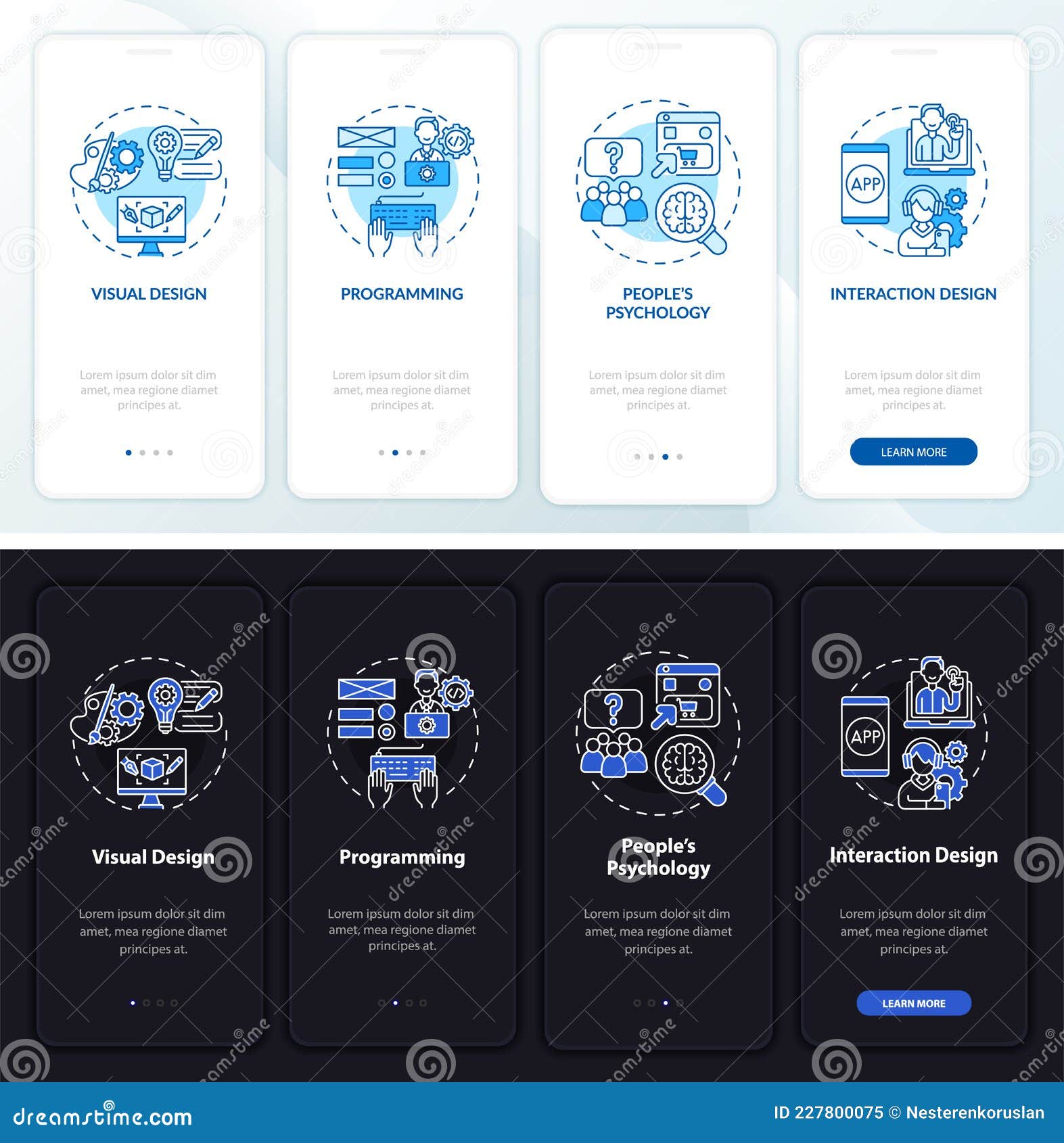 UX Design Onboarding Mobile App Page Screen Stock Vector - Illustration ...